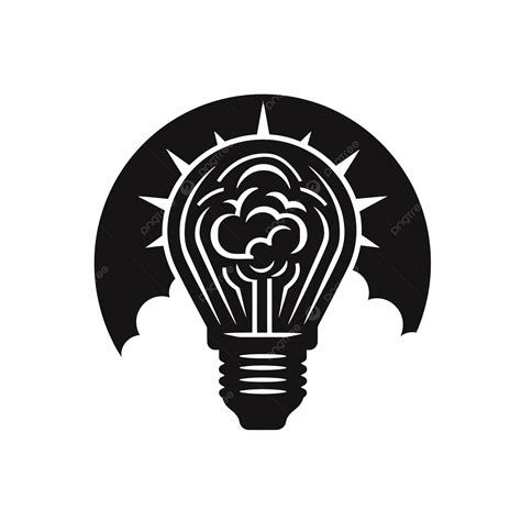디자인 아이콘 벡터 가운데 구름이 있는 전구 흰색 배경에 아이디어 솔루션의 단순한 검은색 아이콘 그림자 없음 Png 일러스트 및 벡터 에 대한 무료 다운로드