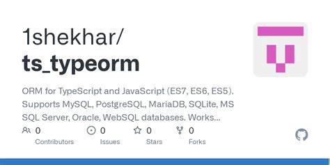 GitHub 1shekhar Ts Typeorm ORM For TypeScript And JavaScript ES7