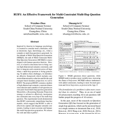 Ruby An Effective Framework For Multi Constraint Multi Hop Question Generation Acl Anthology