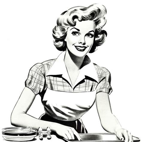 Housewife Good Old Pin Up Style Coloring Pages Pin Up Style Grayscale