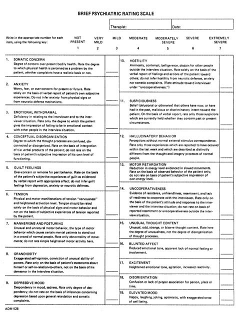 Brief Psychiatric Rating Scale Pdf