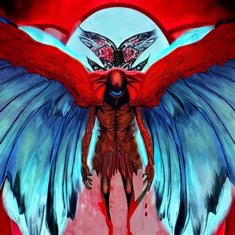 4k Headshot Of Mothman With A And Bloody Clothes With Stable