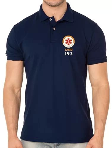 Camisa Polo Personalizada Samu 192 Bordado Cor Marinho Frete grátis