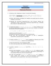 Tutorial 5 Pdf CZ2007 CPE303 CSC206 Tutorial 5 Normalisation