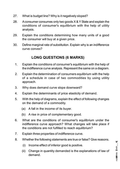 Consumers Equilibrium And Demand Notes For Class 11 Economics Pdf