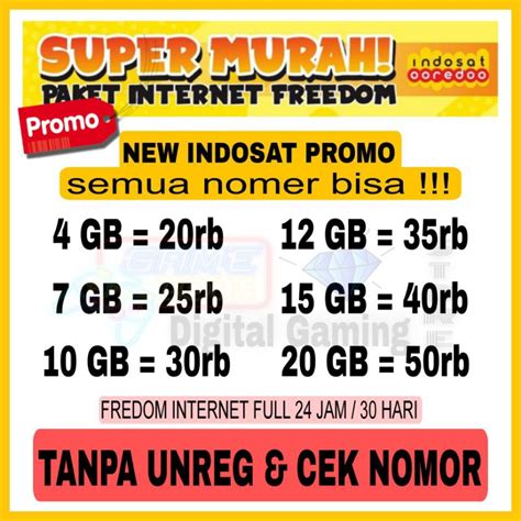 Jual PROMO PAKET DATA KUOTA INDOSAT FREDOM INTERNET FULL 24 JAM