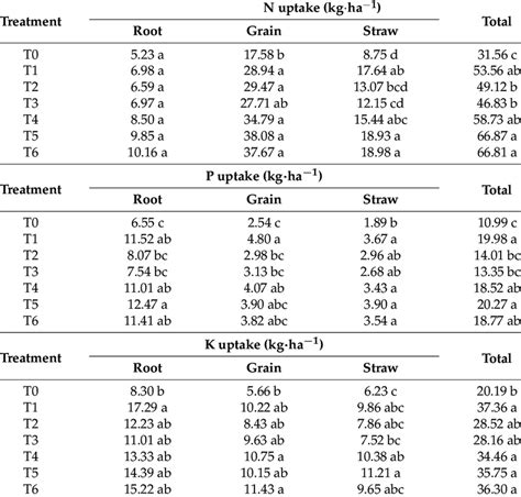 Effect Of Fertilizer On N P And K Uptake Kg·ha −1 In Rice Plants Download Scientific Diagram