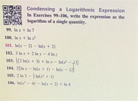 Solved Condensing a Logarithmic Expression In Exercises | Chegg.com
