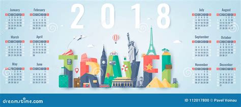 Calendario Para 2018 Con Las Señales Famosas Del Mundo La Semana
