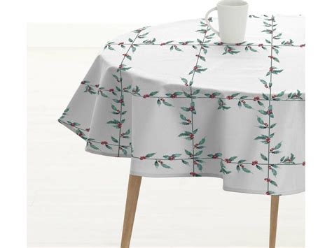 Nappe ronde enduite anti taches Blanc Christmas 1 diamètre 100 cm