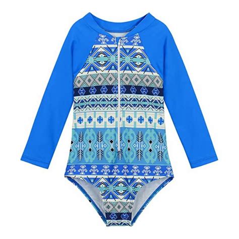 Urmagic Girls One Piece Swimsuits Long Sleeve Rash Guard Zipper Front