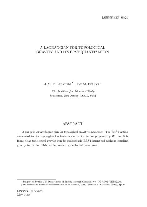 Pdf A Lagrangian For Topological Gravity And Its Brst Quantization