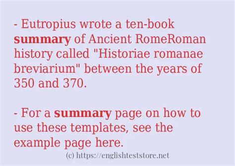 Summary Example In Sentences Englishteststore Blog
