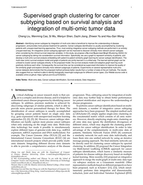 Pdf Supervised Graph Clustering For Cancer Subtyping Based On Survival Analysis And