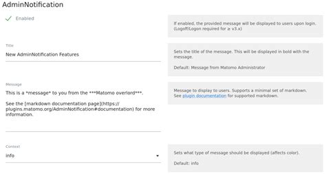 Admin Notification Matomo Plugins Marketplace