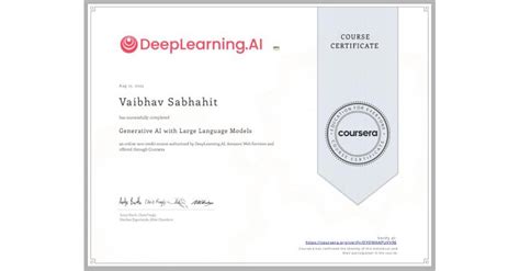 Completion Certificate For Generative Ai With Large Language Models