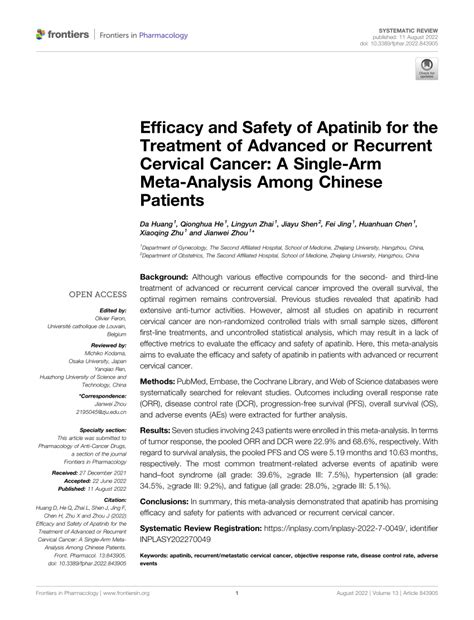 Pdf Efficacy And Safety Of Apatinib For The Treatment Of Advanced Or