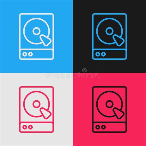 Pop Art Line Hard Disk Drive Hdd Icon Isolated On Color Background