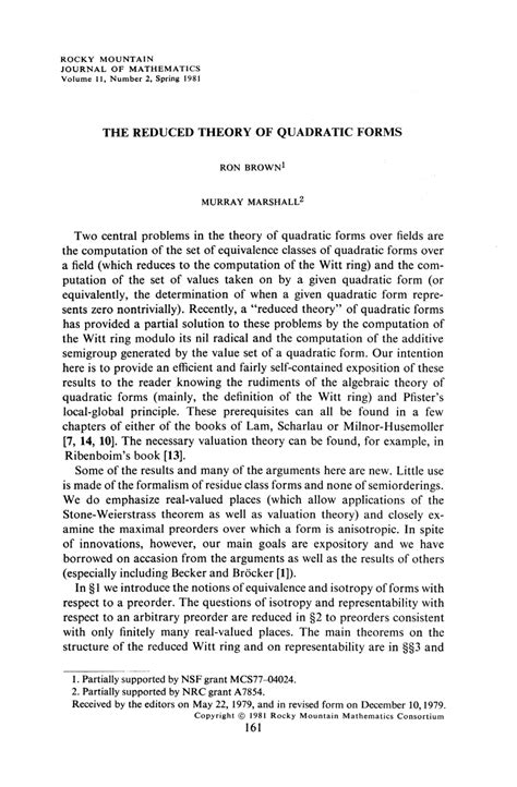 PDF The Reduced Theory Of Quadratic Forms