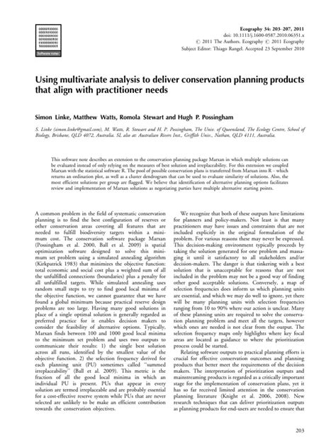 Using Multivariate Analysis To Deliver Conservation Planning Products