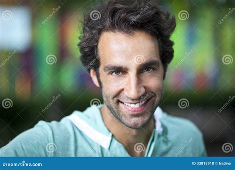 Portrait Of A Handsome Spanish Man Smiling At The Camera Stock Photo Image Of Male Head