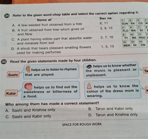 34 Refer To The Given Word Chop Table And Select The Correct Option Regar