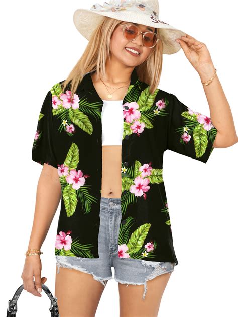 Happy Bay Button Down Shirt For Women Floral Summer Beach Party Blouse