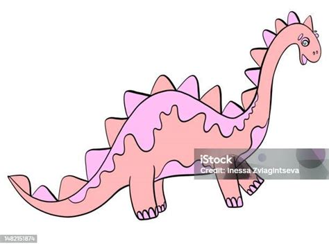 컬러 일러스트 만화 유치한 스타일 공룡 핑크 소녀 캐릭터 디자인 요소 표지 엽서 색칠하기 책 0명에 대한 스톡 벡터 아트 및 기타 이미지 Istock