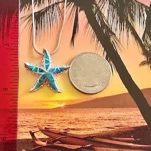 Sterling Silver Fire Blue Opal Starfish Hawaiian Necklace Starfish