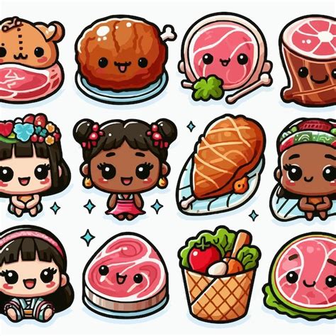 Meat Munchies Set Of Cute Meat Product Stickers Premium Ai Generated