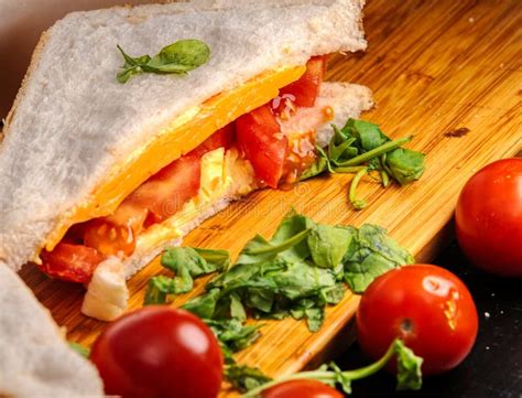Ham Cheese And Tomato Sandwich Stock Image Image Of White Toasted
