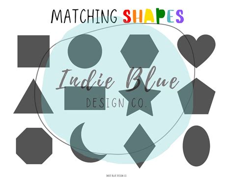Matching Shapes Practice Worksheet Learning Shapes Prebabe Etsy