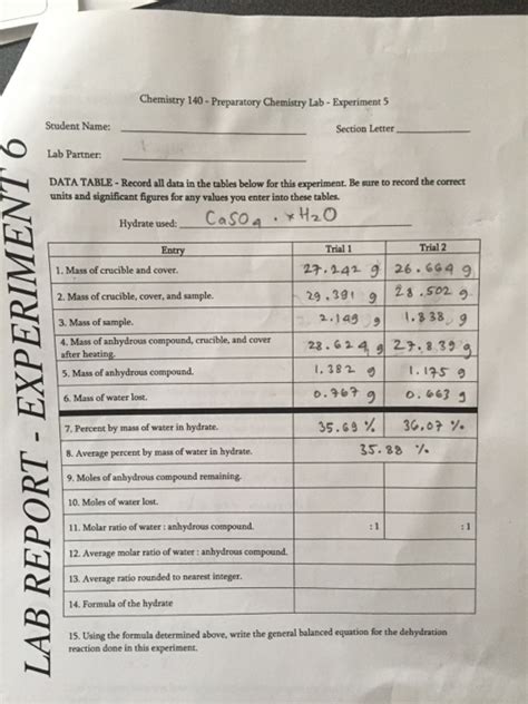 Solved Record All Data In The Tables Below For This