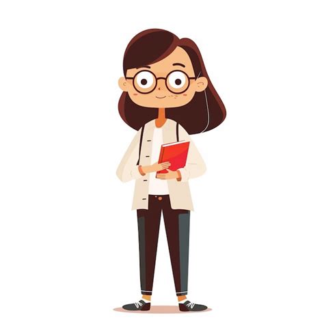 Una Imagen De Dibujos Animados De Una Chica Con Gafas Y Un Libro