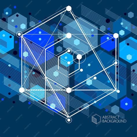 Инженерные технологии векторные темно синие обои с 3d кубами и линиями