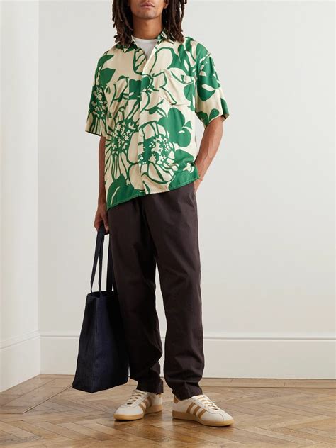 Ymc Mitchum Floral Print Twill Shirt Green Ymc