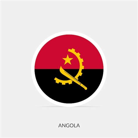 Icono De Bandera Redonda De Angola Con Sombra Vector Premium