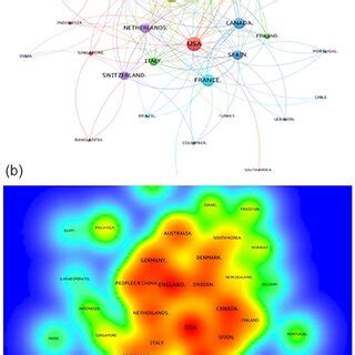 The Network Map A And Density Map B Of Institution Collaboration Download Scientific Diagram