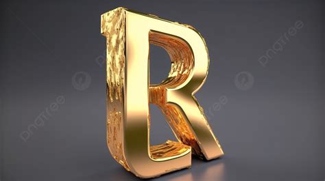 Metallic D Render Of The Letter R In Typescript Print Background
