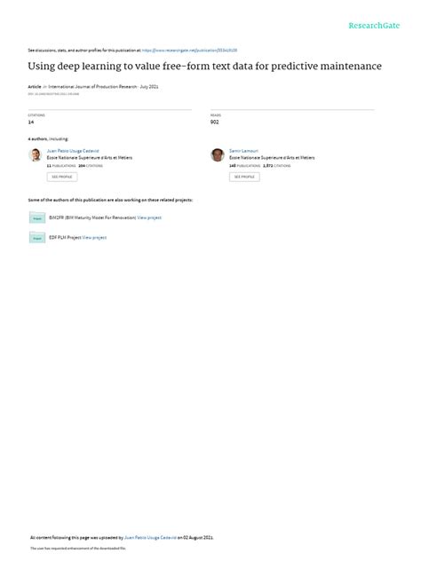 Using Deep Learning To Value Free Form Text Data For Predictive Maintenance Pdf Machine