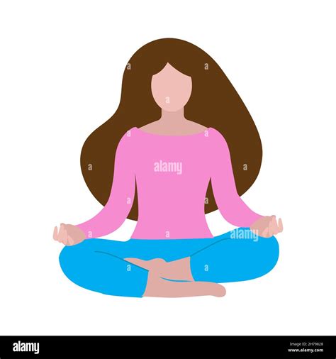 Young Woman Practicing Yoga In Lotus Asana Faceless Illustration Lady