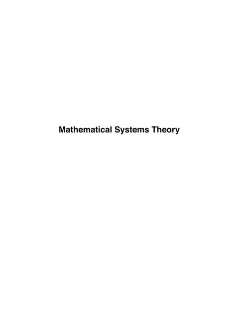 Pdf Mathematical Systems Theory Dokumentips