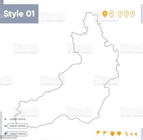 Territoire Trans Baïkal Russie Carte Des Traits Isolés Sur Fond Blanc