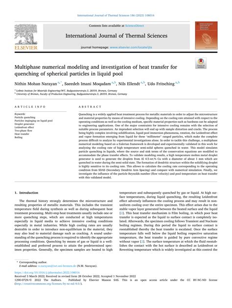 Pdf Multiphase Numerical Modeling And Investigation Of Heat Transfer For Quenching Of