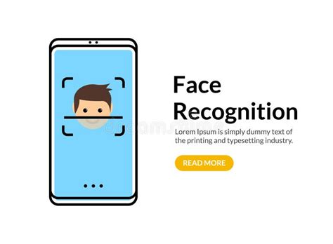 Biometric Face Recognition On Smartphone Facial Scan Security System Technology Stock Vector