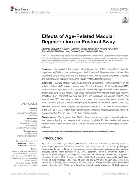Pdf Effects Of Age Related Macular Degeneration On Postural Sway