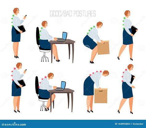 Ergonomic Wrong Inorrect Sitting Spine Posture Healthy Back And