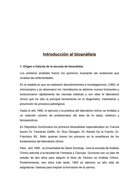 Introduccion Al Bioanalisis Tema 2 Introducción Al Bioanálisis 1