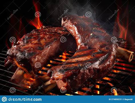 Bbq Grilled Smoked Pork Ribs Generative Ai Illustration Stock Image