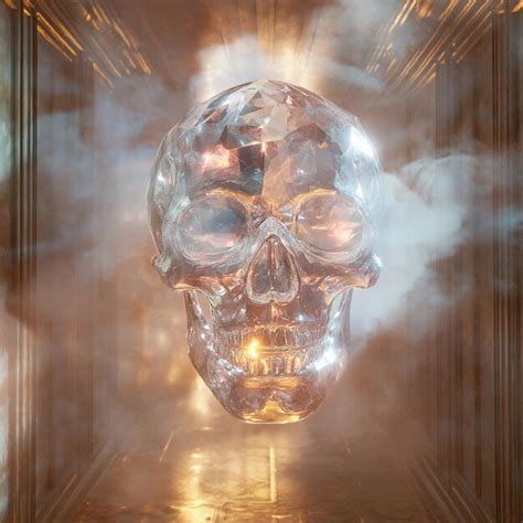 A Crystal Skull Floating In Midair Premium Ai Generated Image